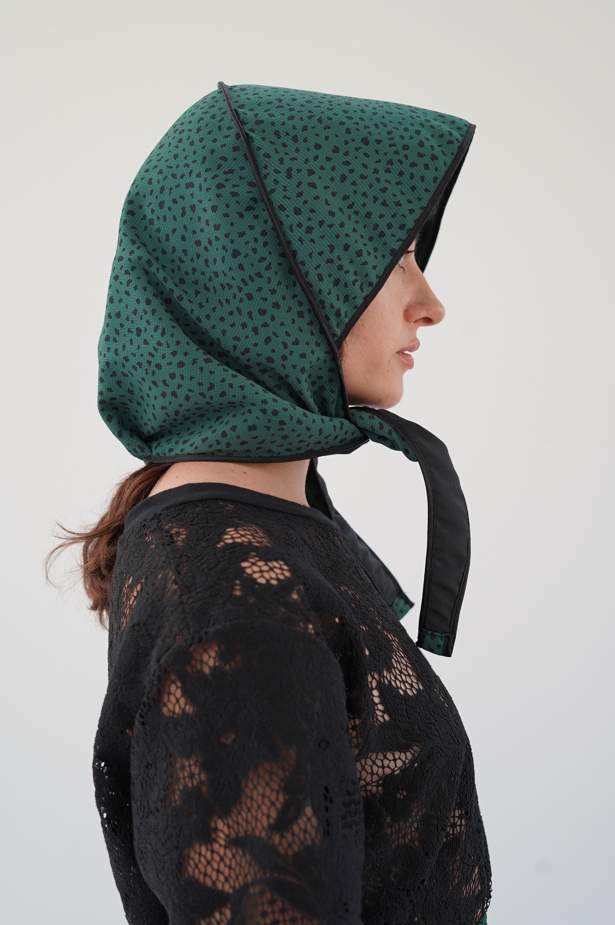 Beklina Quilted Bonnet Torn Dot Green