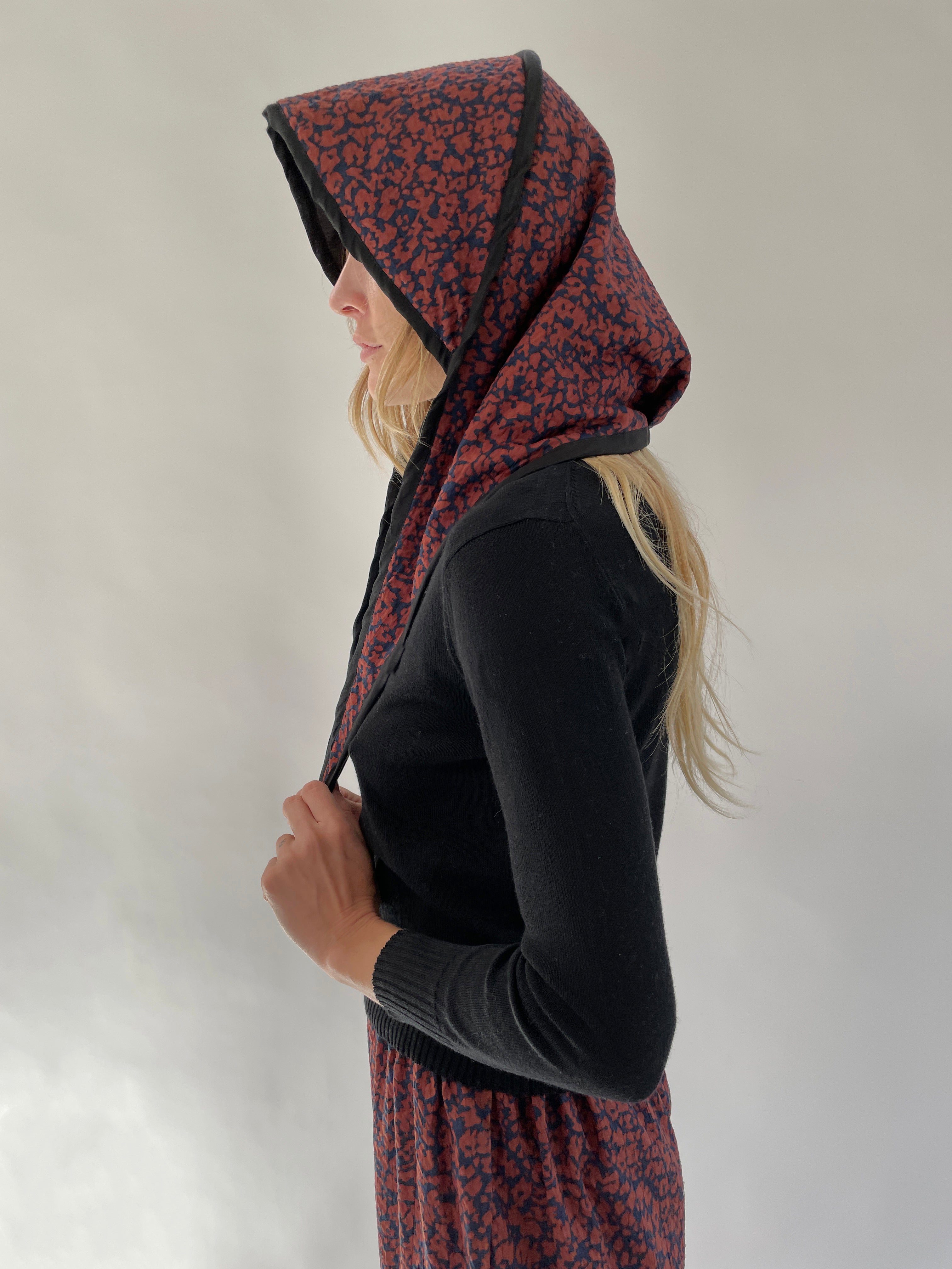 Beklina Quilted Bonnet Popcorn Navy/Brick